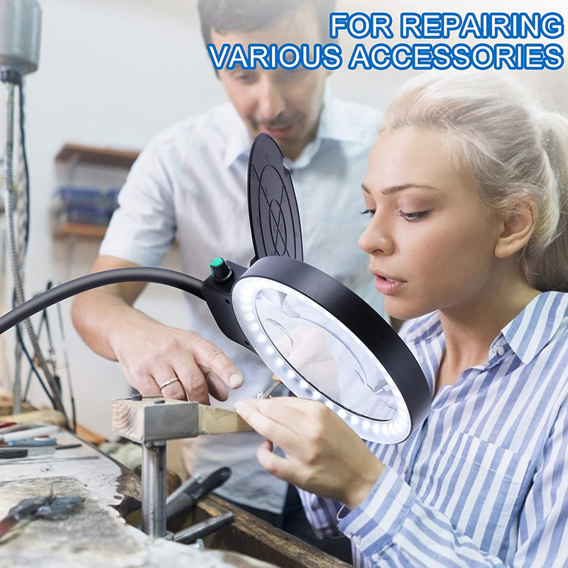 2 in 1 3X 10X Magnifying Lens Desk Lamp Adjustable... – Grandado