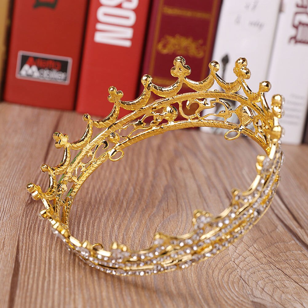 Vintage Baroque Queen King Bride Tiara Crown For W... – Vicedeal