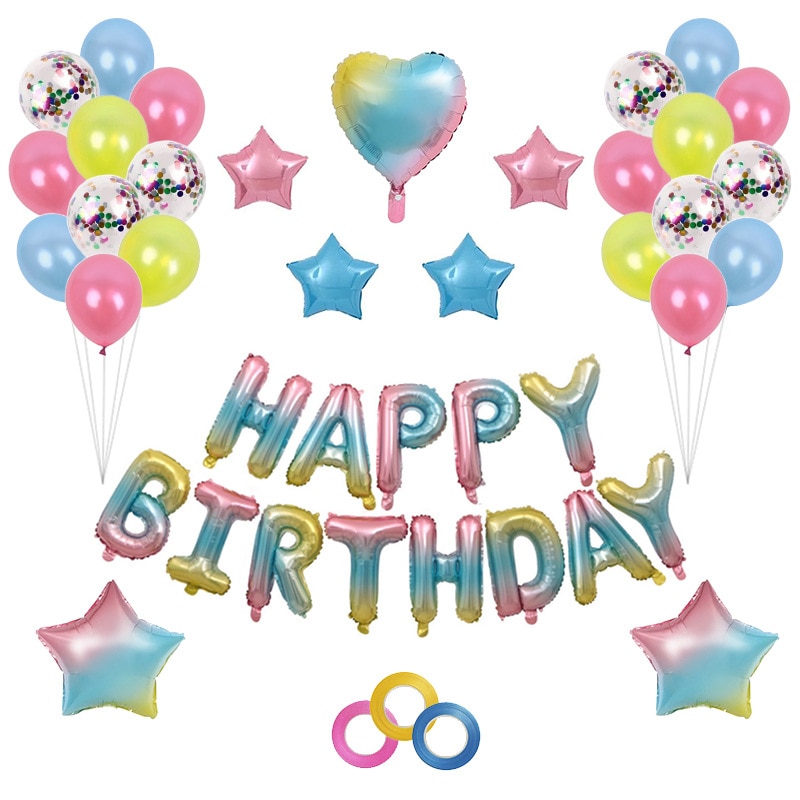 Gradient Balloons Happy Birthday Balloons Rainbow ... – Vicedeal