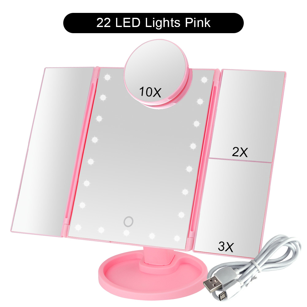 22 LED Light Touch Screen Make-Up Spiegel 1X/2X/3X... – Grandado