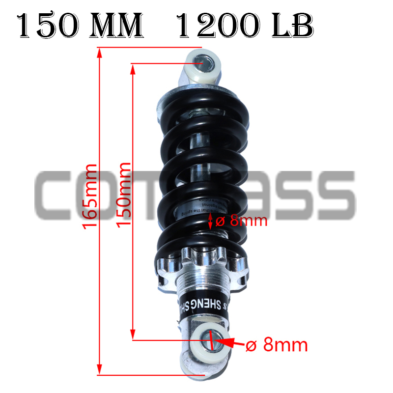 125MM 150MM 190MM 1200LB rear suspension shock for... – Vicedeal