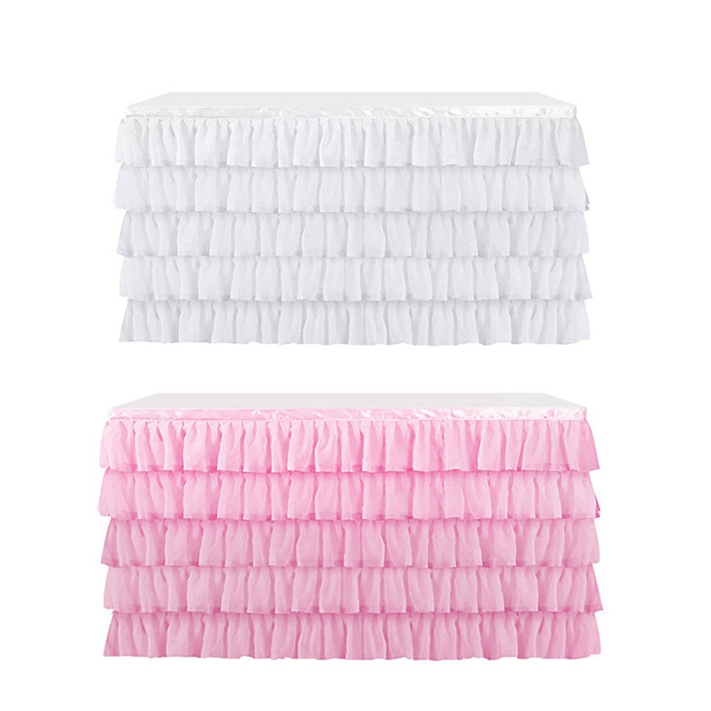 2x 5 Layer Tulle Table Skirt Tutu Table Skirts Bab... – Grandado