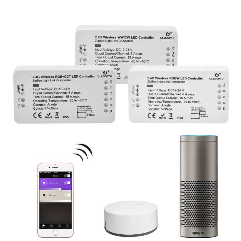 Zigbee led rgbw controller 12v 24v 4 kanals lighti... – Vicedeal