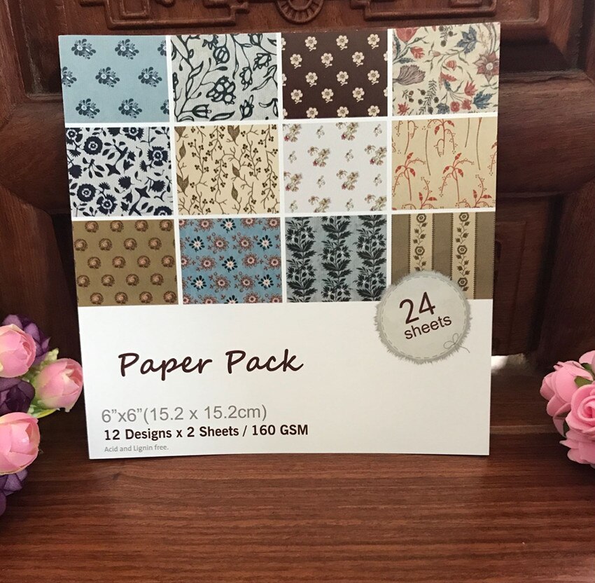 24pcs 6" Single-side Retro pattern paper craf... – Vicedeal