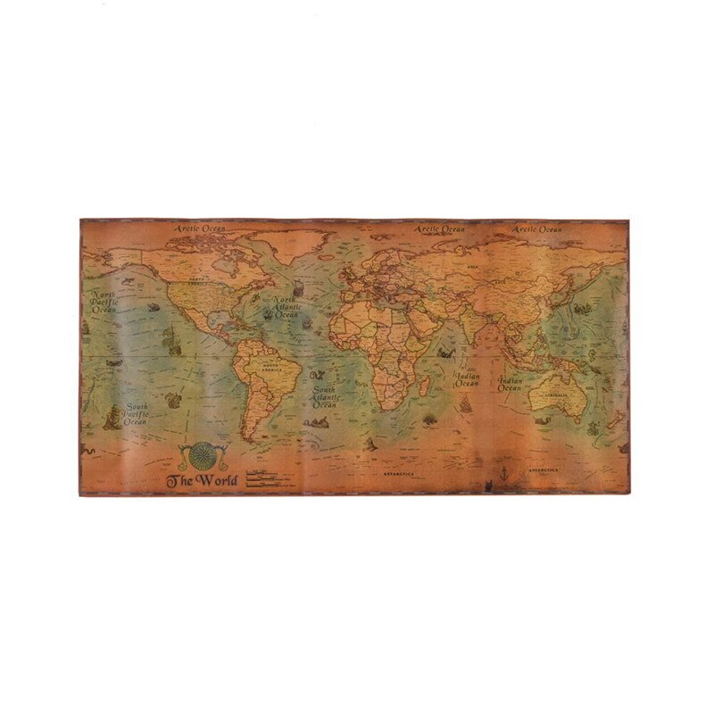 Nautical Ocean Sea World Map Retro Old Art Paper P... – Grandado