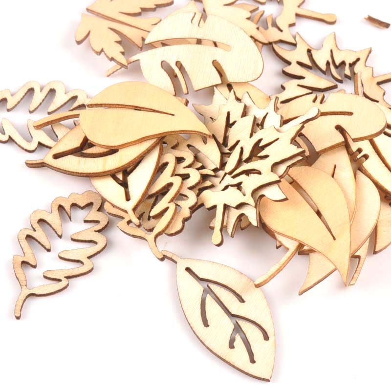 24Pcs/lot Mixed Leaf Pattern Natural Wooden For Sc... – Grandado