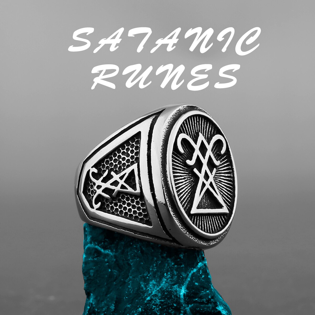 Vintage Lucifer Satan Signet Ring Men's Ring G... – Grandado