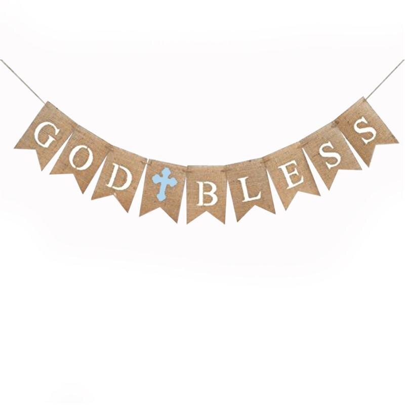 2.8M GOD BLESS Letters Burlap Forked Tail Banners ... – Grandado