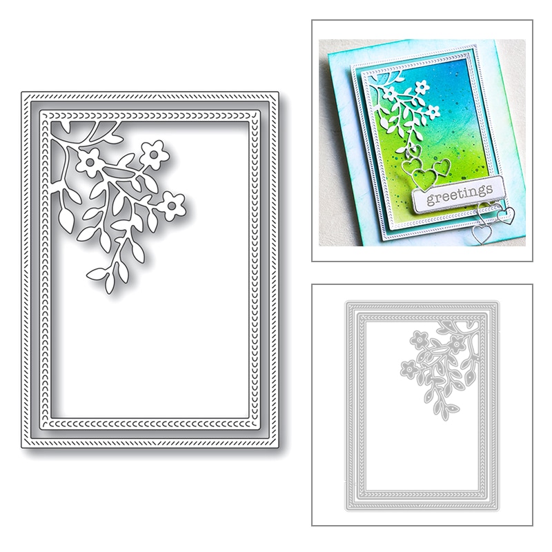Flower Leaves Rectangle Frame Metal Cutting Dies S... – Grandado