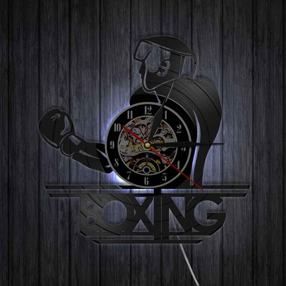 Boxing Wall Clock Boxer Vintage Vinyl Record Wall ... – Grandado