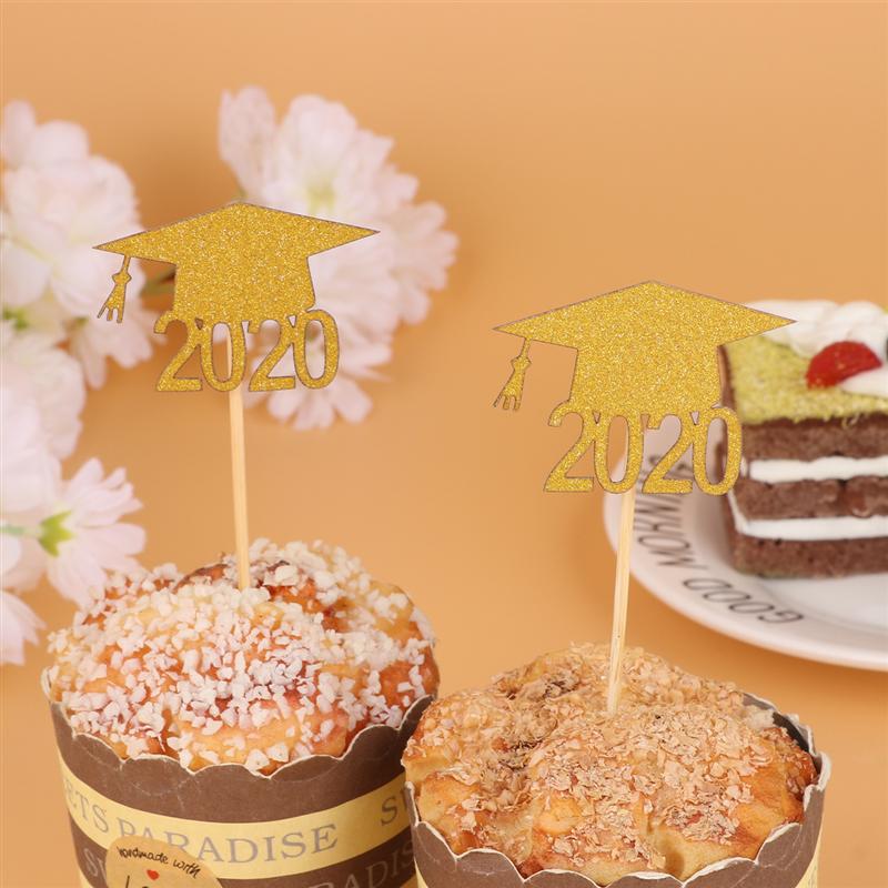 12pcs Graduation Hat Cupcake Toppers Paper Glitter... – Grandado
