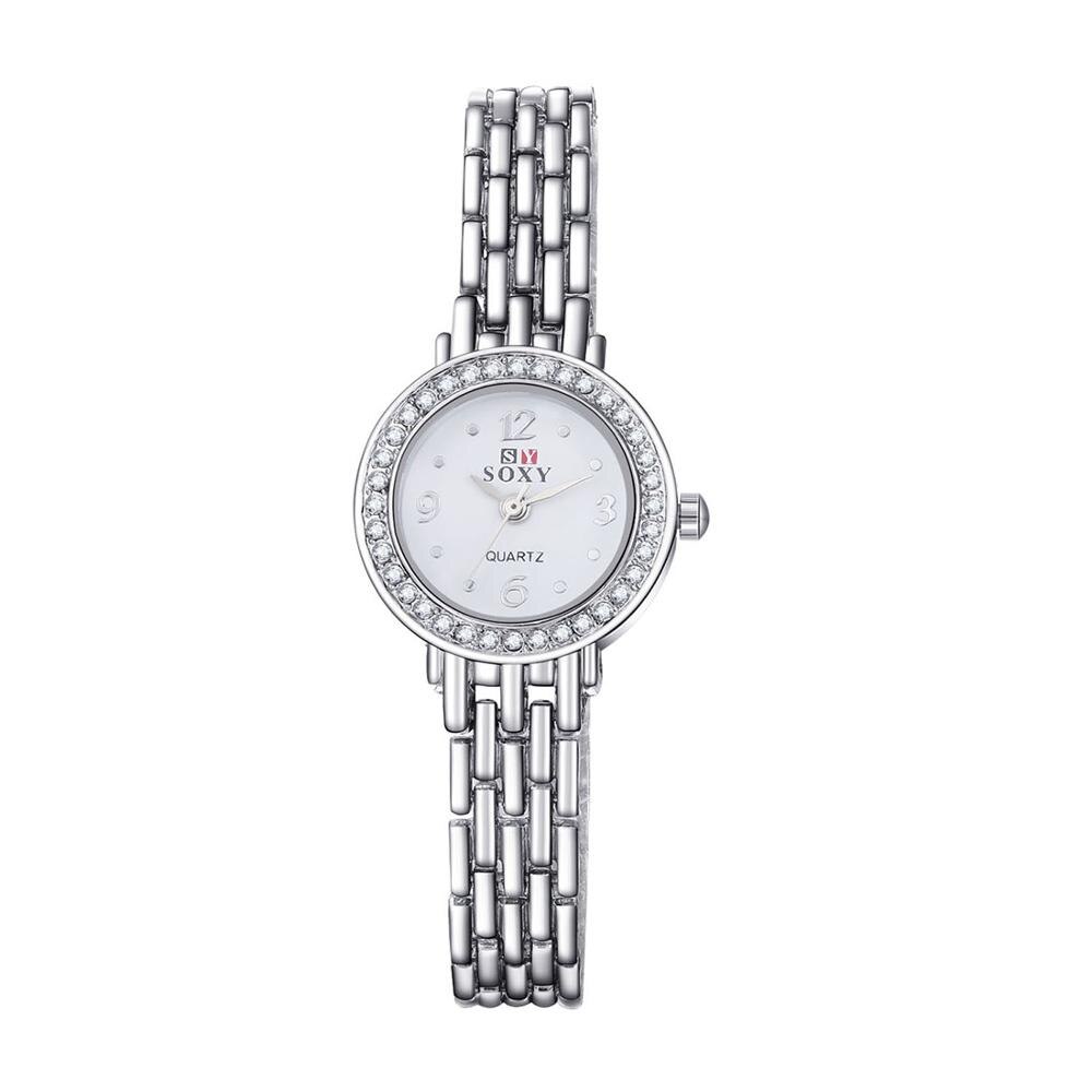 Luxury Silver Bracelet Watch Rhinestone Quartz Wat Grandado