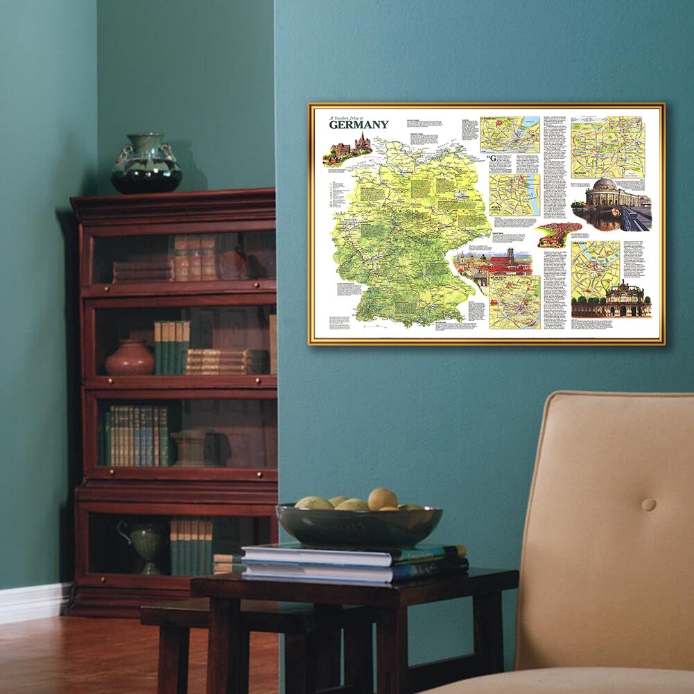 59*42 cm The Germany Travel Map In 1991 Wall Art V... – Grandado