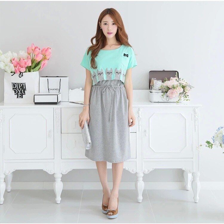Summer Maternity Dresses Cat Pattern Pregnant Wome... – Vicedeal