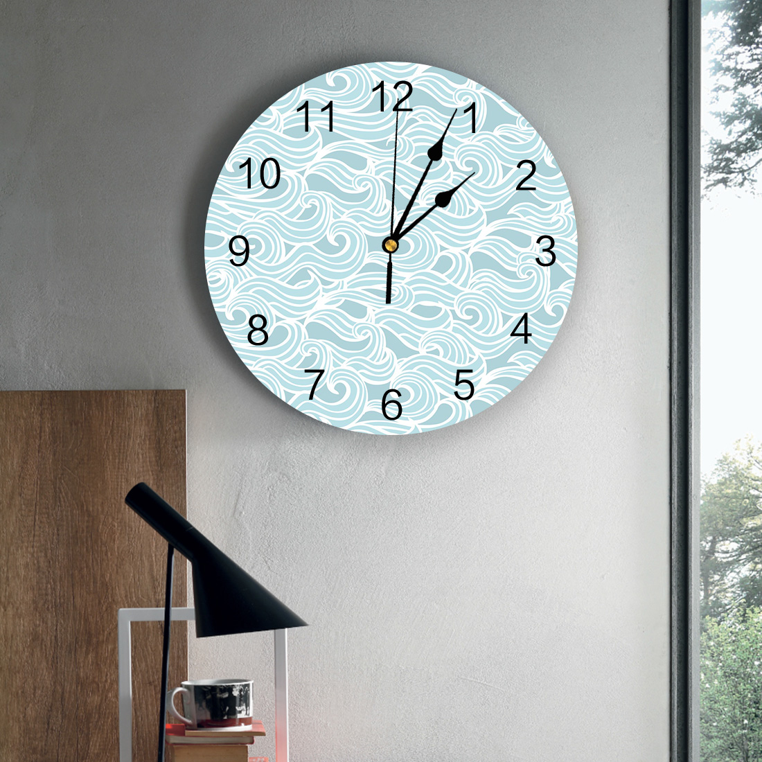 Ripple Blue PVC Wall Clock Home Decor Bedroom Sile... – Grandado