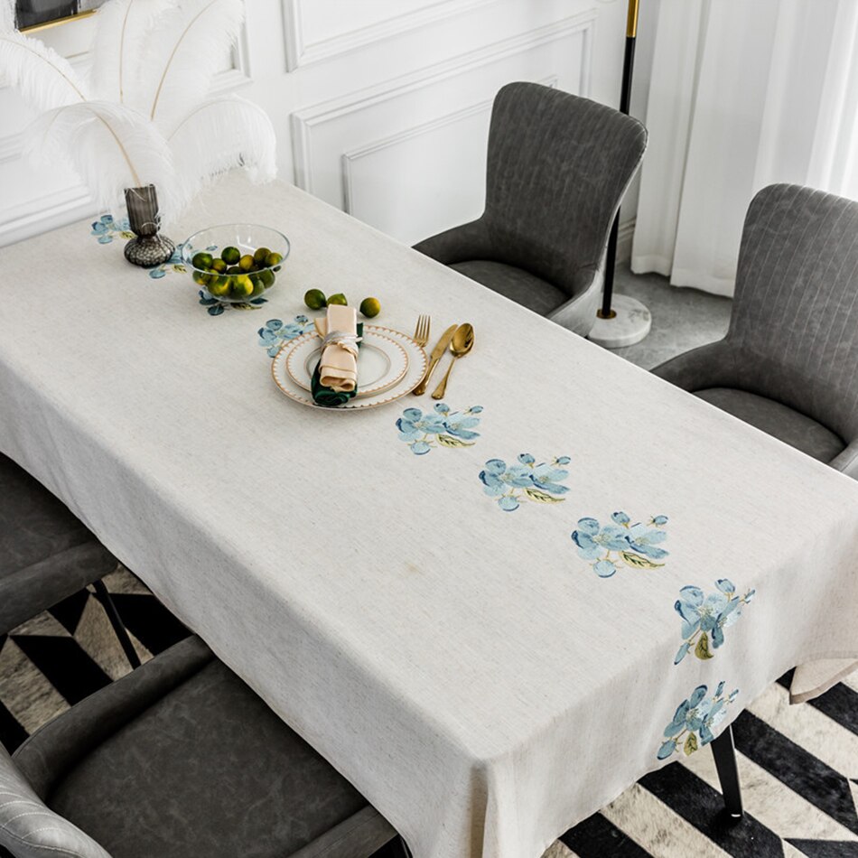 Rectangular Embroidery Tablecloth,Cotton Linen Fab... – Vicedeal