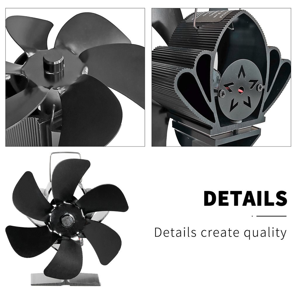 SF105S Aluminum Fireplace Heat Power Fan 6 Blades ... – Vicedeal
