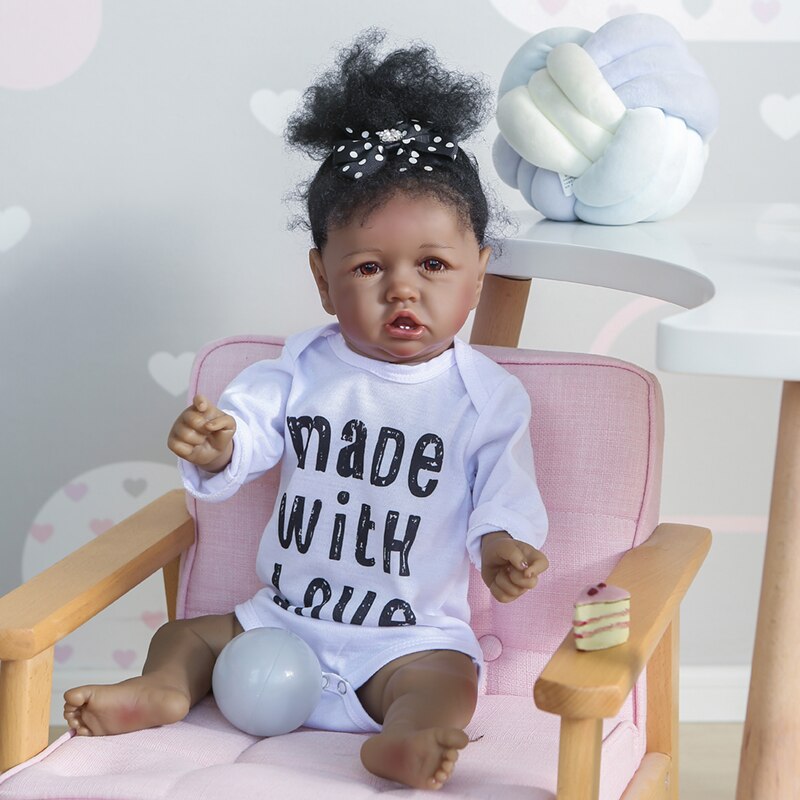NPK 55cm popular boneca bebe saskia hecho con amor en cubierta negra de ...