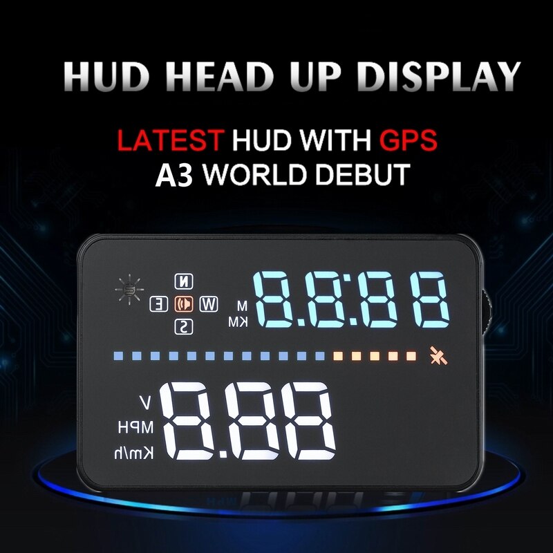 HUD Head Up Display A3 3.5 inch GPS HUD KM/h MPH O... – Grandado