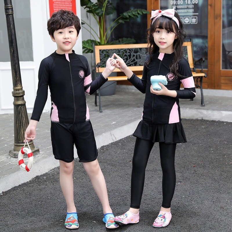 Long Sleeve Girls Swimwear 5 PCS Beach Kids Bathin... – Grandado