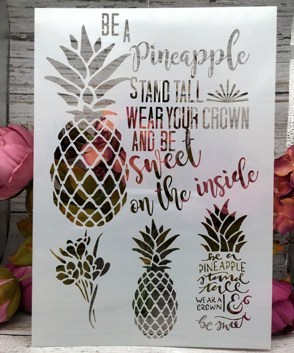 A4 Pineapple Words DIY Layering Stencils Wall Pain... – Grandado