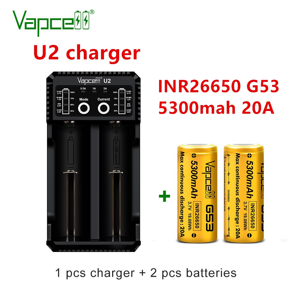 vapcell 100% original batteries INR26650 5300mah 2... – Grandado