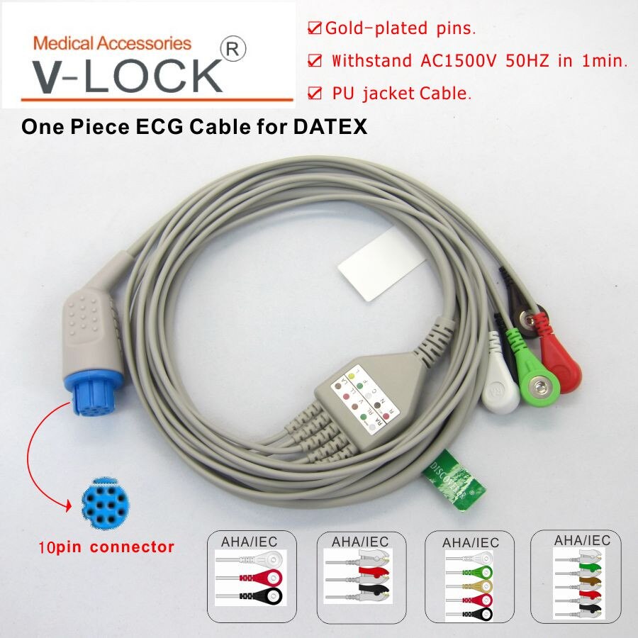 One-piece ECG cable and leadwires 3leads 5 leads s... – Vicedeal