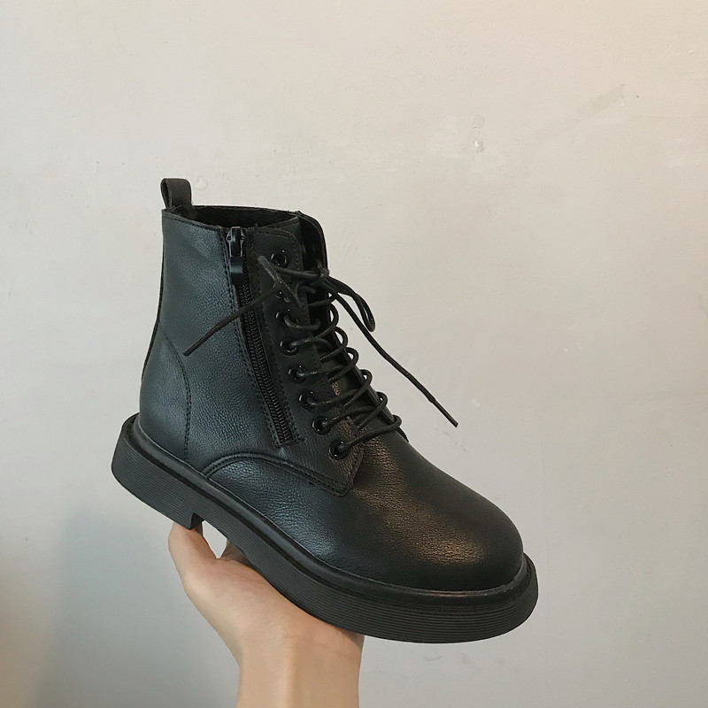 Retro Martin boots female British wind side zipper... – Grandado