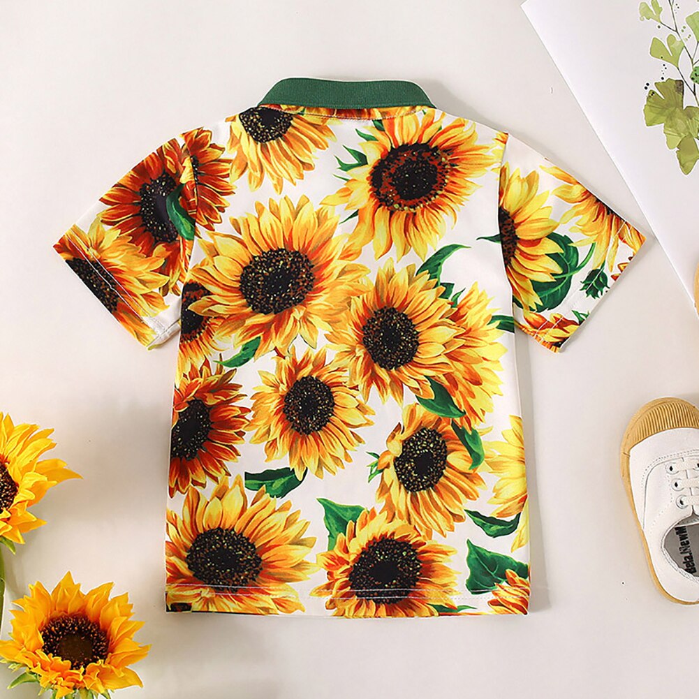 1-6Y Kids Boys Shirt Sunflower Print Tops Summer S... – Vicedeal