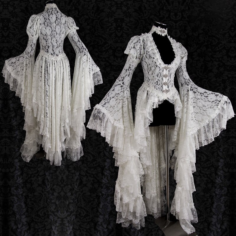 Women Retro Vintage Solid Lace Medieval Cardigan C... – Vicedeal