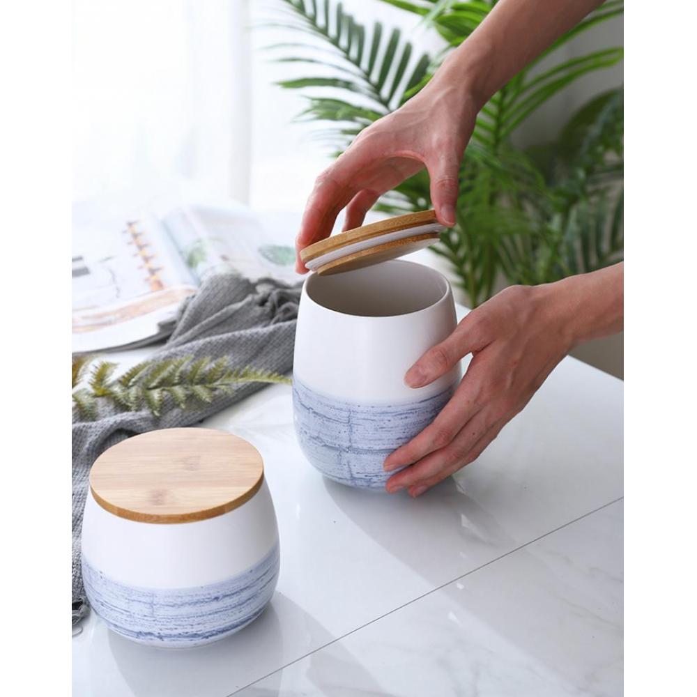 Kiln Glazed Matte Blue Nordic Ceramic Storage Bott... – Grandado