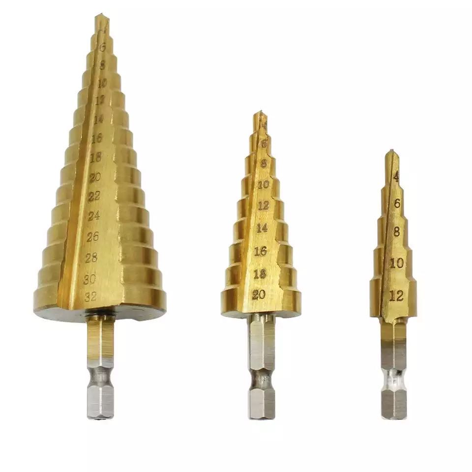 3pc Hss Step Drill Bit Set Cone Hole Cutter Taper ... – Grandado