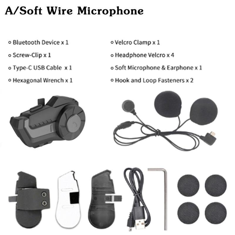 2 Rider 800M Bluetooth 5.0 Intercom Motorcycle Hel... – Grandado