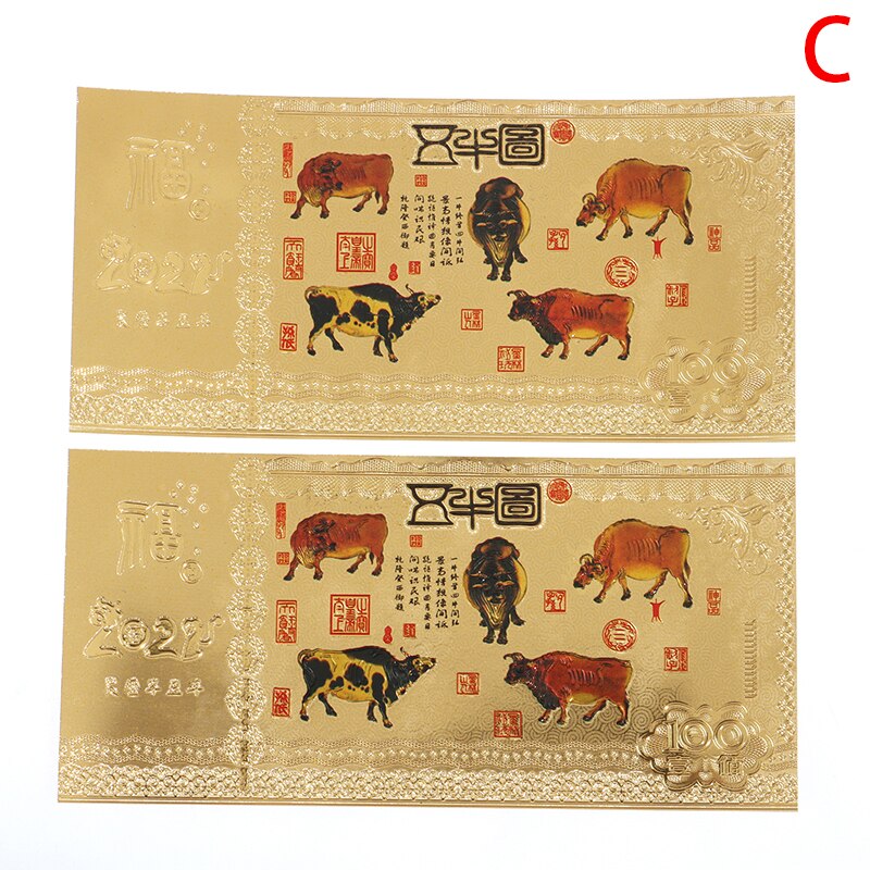 2pcs Year Gold Foil Commemorative Note Ox Commemor... – Grandado