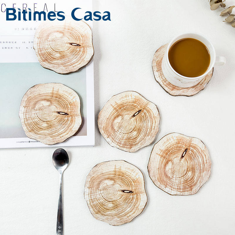 Natural Wood Imitation Table Coaster Coffee Cup Mu... – Vicedeal