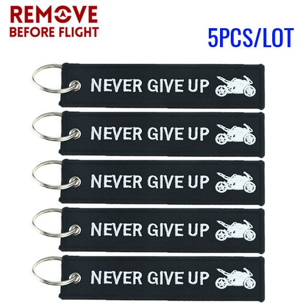 Cool Keychain NEVER GIVE UP 5PCS Embroidery Key Ch... – Vicedeal