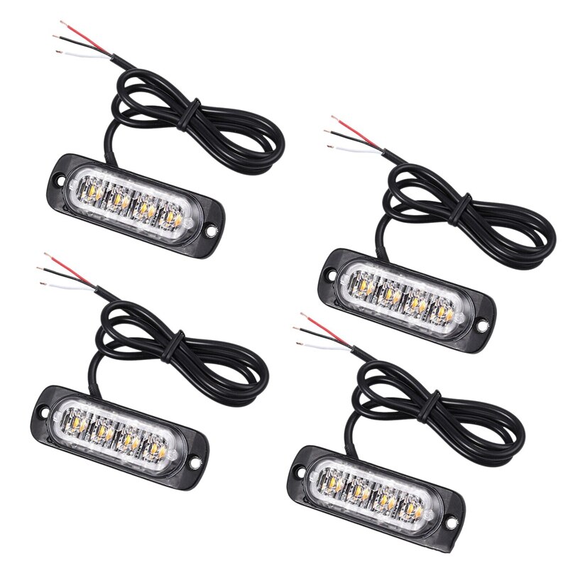 4Pcs 4 Led Amber Recovery Strobe Lights 12V 24V Or... – Vicedeal