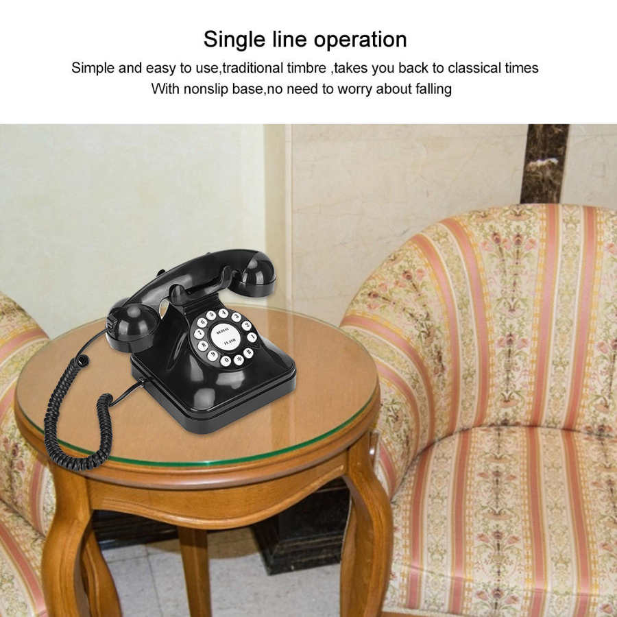 Vintage Black Multifunction Plastic Desk Telephone... – Grandado