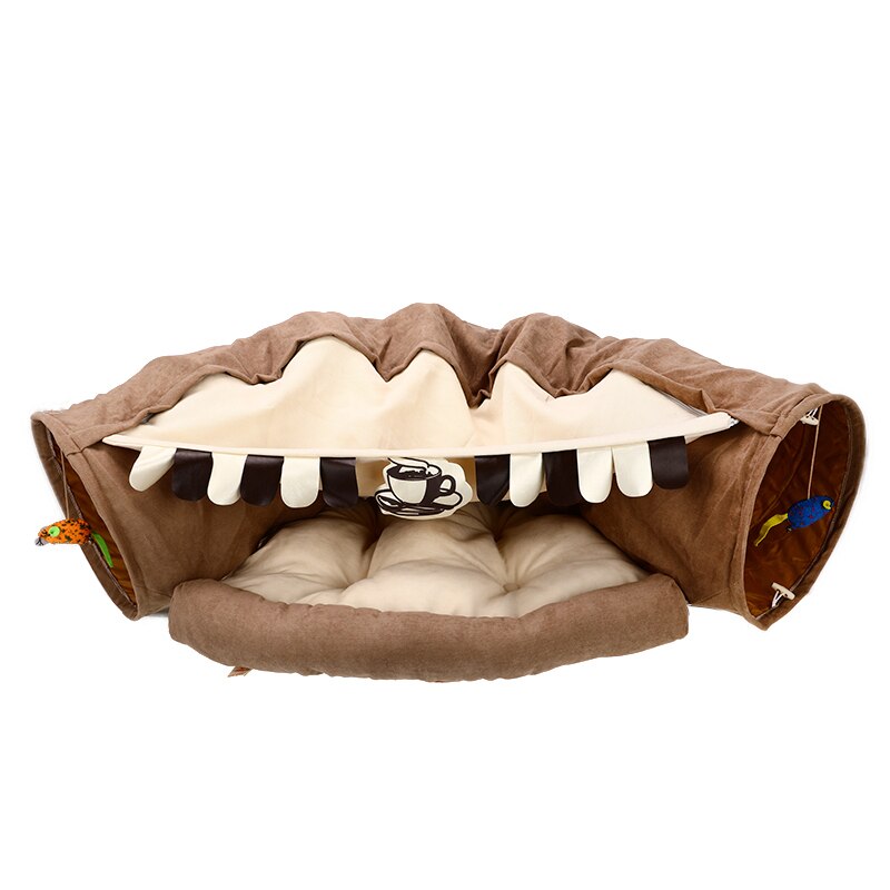 2 Holes Cat Tunnel Bed Funny Collapsible Mat Nest ... – Grandado