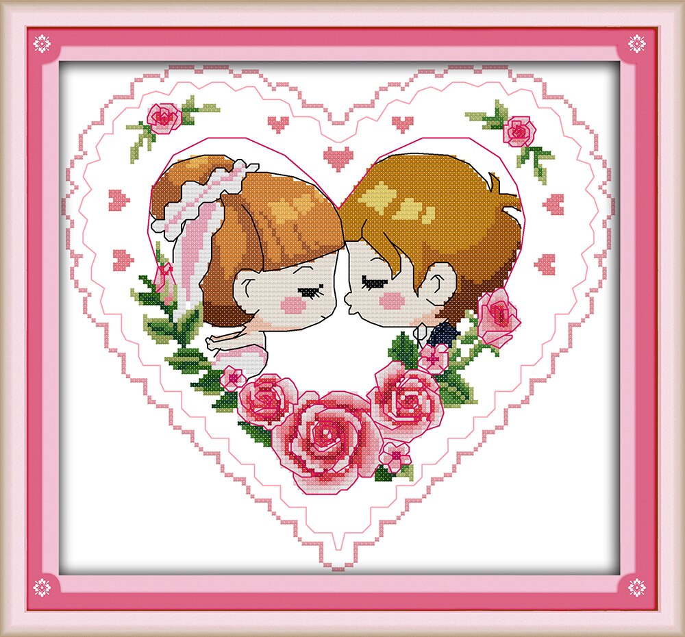 The love kiss cross stitch kit cartoon lovers cros... – Grandado