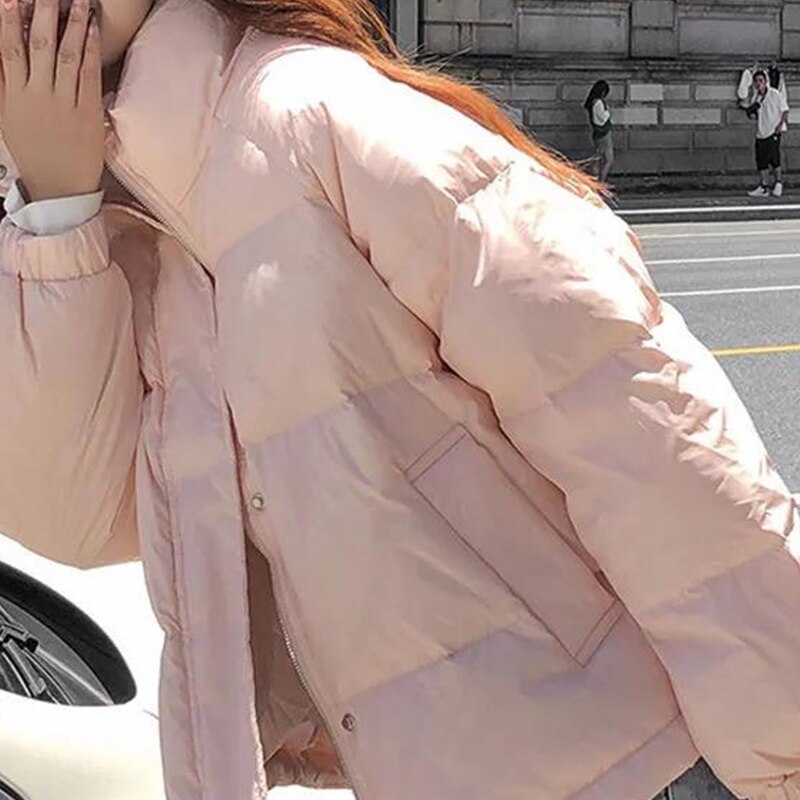 winter women's hoodless zipper loose down jack... – Grandado