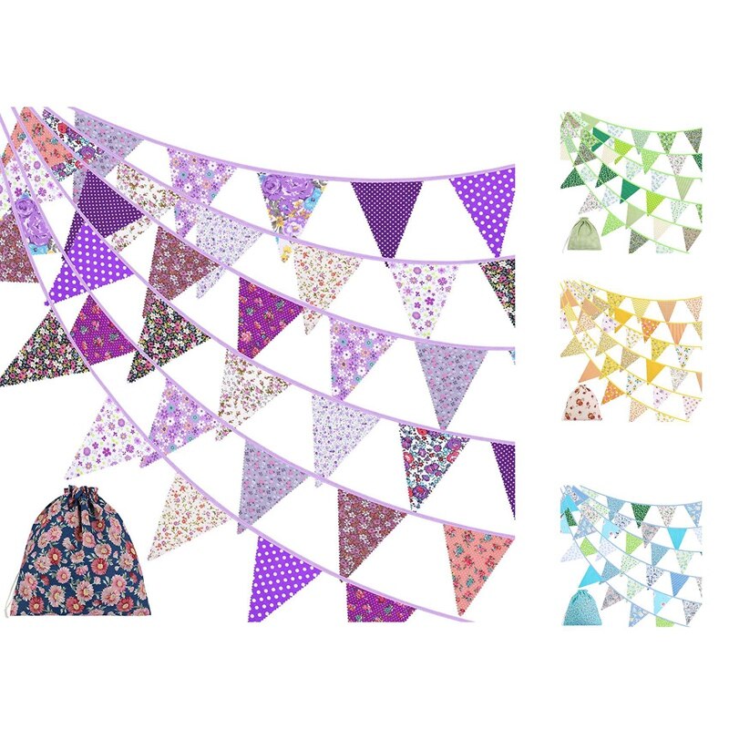 40 Feet Fabric Bunting Banner Vintage Bunting Flag... – Vicedeal