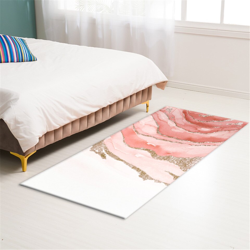 Nordic Pink Painting Bedside Mat For Girl Room Cut... – Vicedeal