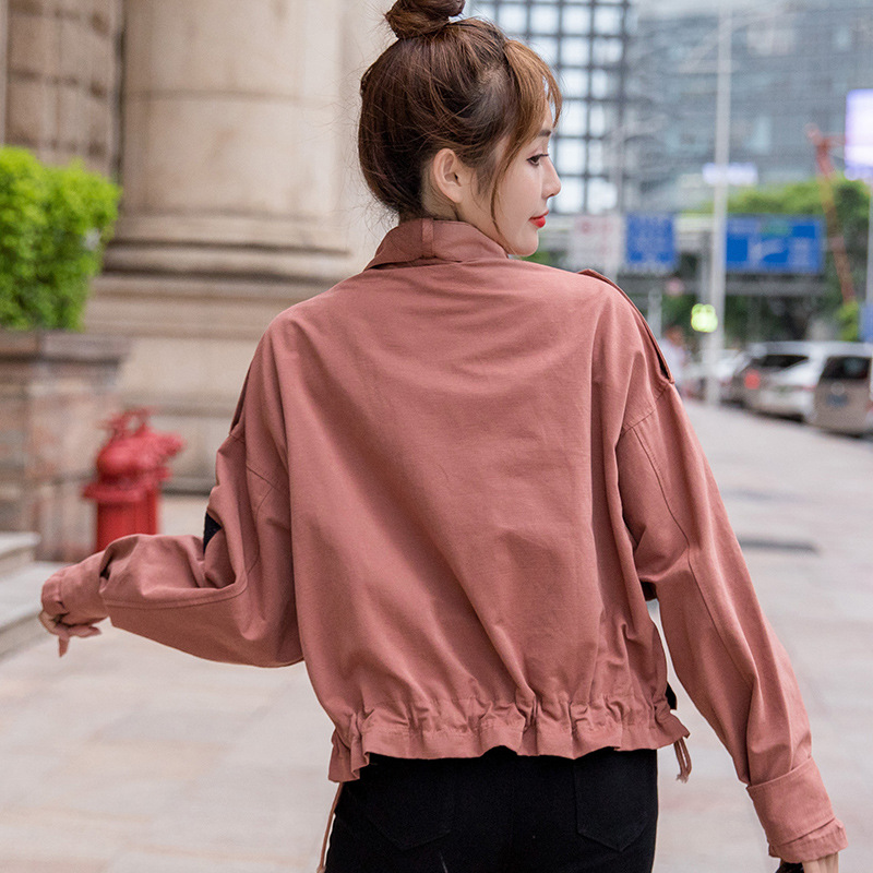 Autumn Winter Cargo Jacket Women Solid Standing Co... – Grandado