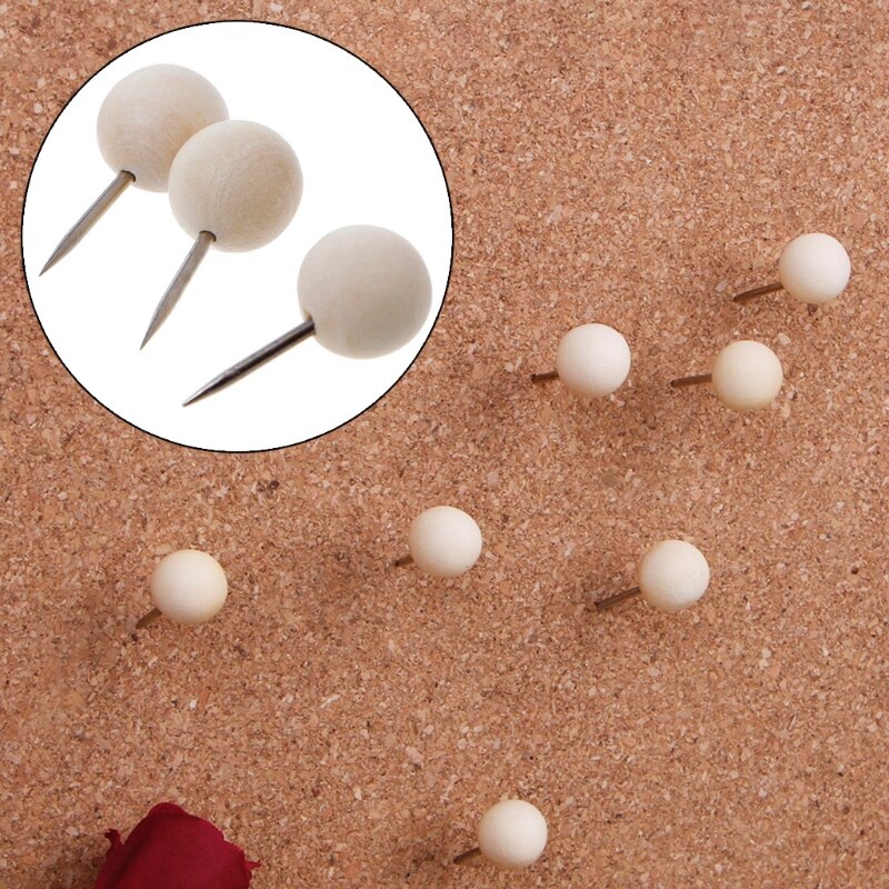 60 Pcs Round Wooden Ball Pins Thumbtack Decorative... – Grandado