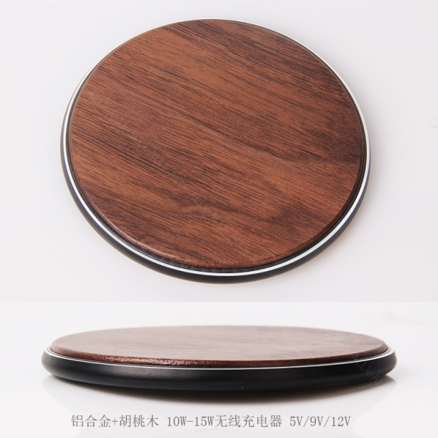 Round Wooden Wireless Charger 15W Fast Charge Waln... – Vicedeal