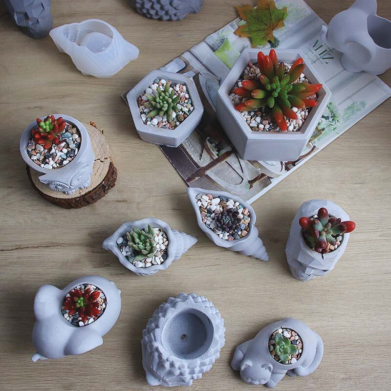 Cute Animal Shape Concrete Pot Mold Succulent Plan... – Grandado
