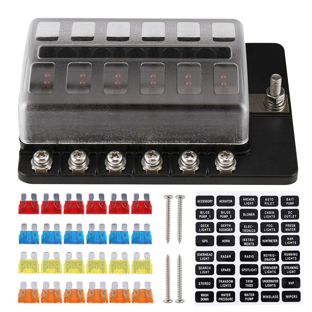 12 Manieren 12V 24V Blade Fuse Box Holder Met Led ... – Vicedeal