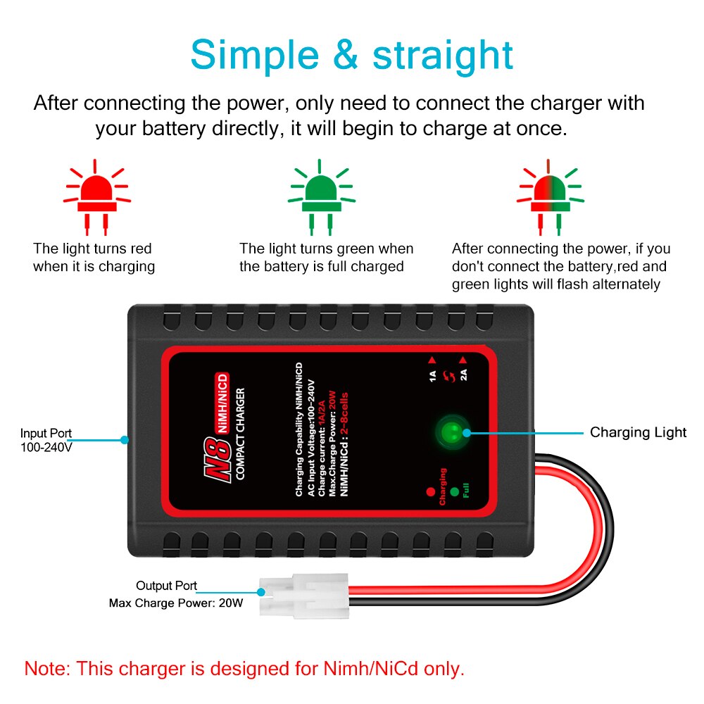 HTRC N8 Nimh Nicd Battery Charger 110-240V 2A 20W ... – Vicedeal