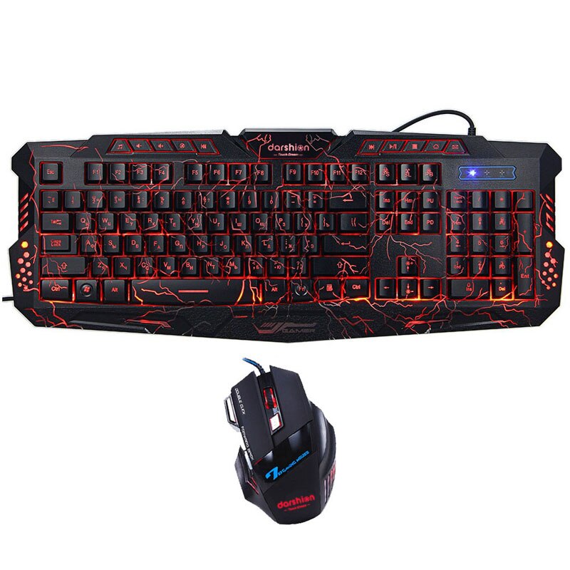 Russian keyboard mouse combo Backlit LED gaming le... – Grandado